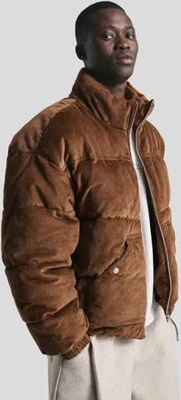 Bershka Doudoune en velours côtelé - Marron-Brown