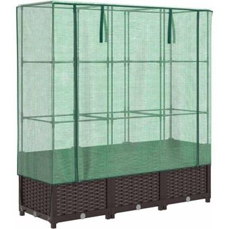 vidaXL Vidaxl - Jardini&egrave;re sur&eacute;lev&eacute;e avec housse aspect rotin 120x40x138 cm