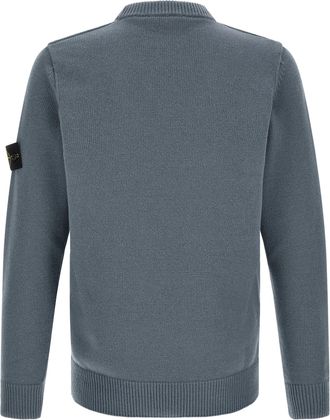 Stone Island Virgin Wool Crew Neck Sweater - Blue