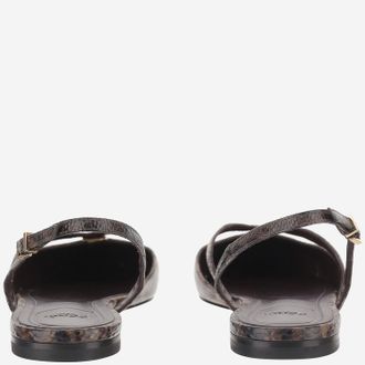 Fendi Womens Slingback Karung Snakeskin Beige Shoe