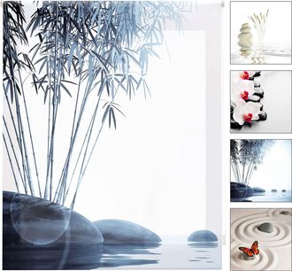 Blindecor Lichtdurchlässiges Rollo mit Digitaldruck Zen - Rollo 80 x 180 cm (BxH) - Stoffgröße 77 x 175 cm - Digitaldruck