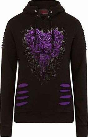 Spiral Bleeding Heart Femme Sweat-Shirt à Capuche Noir XL 100% Coton Slim Fit