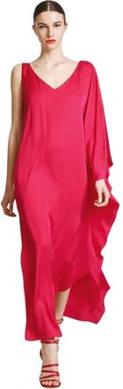 Access Fashion Access Fashion, Femme, Robes, Rose, Taille: 42 FR Robe Trap&egrave;ze en Satin avec Manches Asym&eacute;triques
