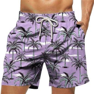 Generic Short de plage pour homme avec poches - S&eacute;chage rapide - Taille haute - R&eacute;glable, violet, 4XL