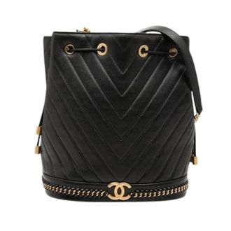 Chanel Pre-owned Sac seau matelass&eacute; Chevron V Stitch en agneau - Femme - Pre-owned - Noir - Taille: ONE Size