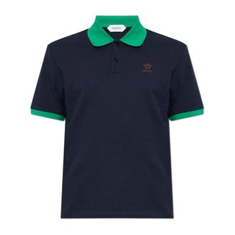Versace Homme, Tops, Bleu, Taille: S Polo avec logo brod&eacute;