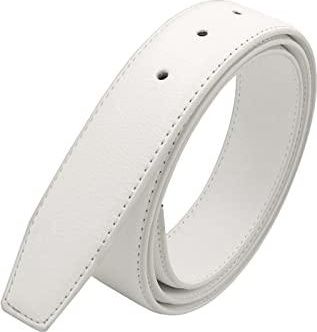 Oshhni Sangle de ceinture pour homme de style rétro, couleur unie de 33 mm de largeur sans boucle pour robe adulte, blanche