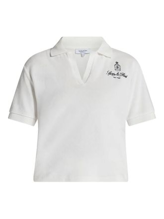Sporty & Rich polo &agrave; logo brod&eacute; - Blanc