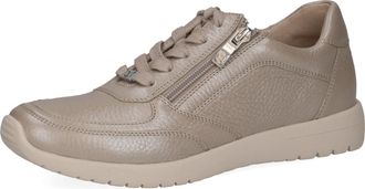 Caprice Damen Sneaker flach aus Leder mit Reißverschluss, Beige (Taupe Per.Deer), 41 EU