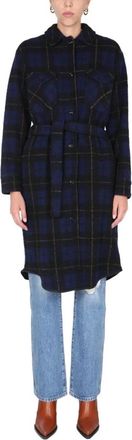 Woolrich Femme, Manteaux, Multicolore, Taille: 38 FR Veste-chemise &agrave; carreaux avec ceinture