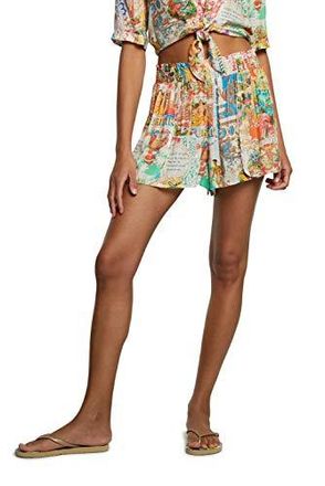 Desigual Pant_Creta Short de Bain, Blanc, S Femme