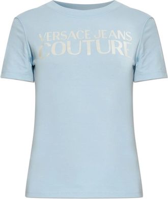 Versace Jeans Couture Femme, Tops, Bleu, Taille: 42 FR T-shirt avec logo imprim&eacute;