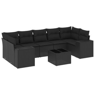vidaXL Vidaxl - Set Divani Da Giardino Con Cuscini 8 Pz Nero In Polyrattan