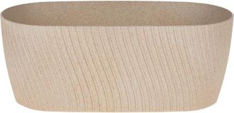 Matches 21 matches21 Ovaler Übertopf aus Kunststoff und Holz - Minimalistischer Blumentopf gerillt in weiß - große Pflanzschale für Zimmerpflanzen 27 cm