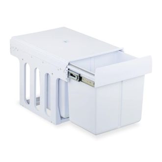 Relaxdays Relaxdays Poubelle encastrable pour la cuisine, 2 bacs de 15 litres chacun, H x L x P : 35,1 x 34,3 x 48 cm, blanche