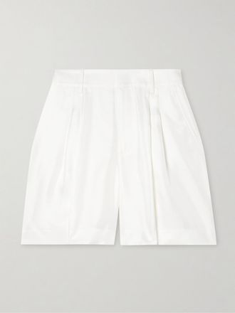 Lisa Yang Short En Serge De Soie &Agrave; Plis - Cr&egrave;me
