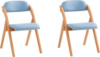 SoBuy Klappstuhl Holz gepolstert 2er Set - Ergonomischer Küchenstuhl & Esszimmerstuhl, Faltbar & Platzsparend, Fertig Montiert, Für Küche, Balkon, Büro, Bla