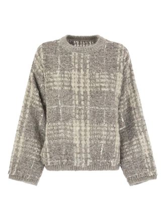 Brunello Cucinelli pull en maille &eacute;paisse &agrave; sequins - Gris