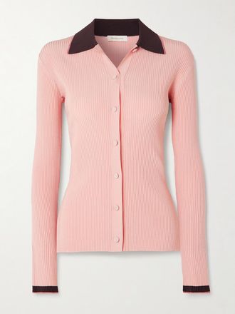 Zimmermann Two-tone Ribbed-knit Cardigan - Pink