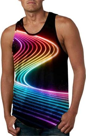 Generic DENGJIAMY D&eacute;bardeur fantaisie pour homme - T-shirt d&eacute;t&eacute; imprim&eacute; - Grande taille - V&ecirc;tements tendance &agrave; col rond sans manches pour homme, bleu, 4XL