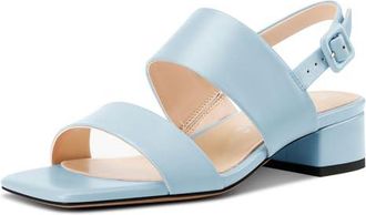 Castamere Femmes Bloc Chunky Bas Talon Heel Ouvert Carr&eacute; Bout Boucle Sandales Dress D&eacute;contract&eacute; Party Chaussures 3.5 CM Heels Bleu Ciel 36 EU