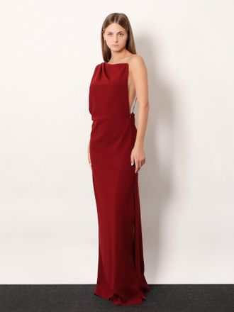 Max Mara Womens Asymmetrical Long Dress Red Triacetate