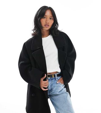Asos Petite ASOS DESIGN Petite - Caban oversize mi-long - Noir