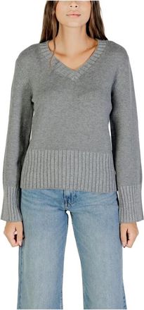 Jacqueline de Yong Jacqueline de Yong, Femme, Pulls, Gris, Taille: 44 FR V-Neck Long Sleeve Tricots