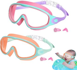 Generico Schwimmbrille für Kinder, mit breiter Sicht und UV-Schutz, Anti-Beschlag-Brille mit Nasenclip und UV-Schutz für Kinder am, Pool, Sommer