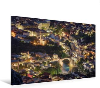 Calvendo Premium Textil-Leinwand 120 x 80 cm Quer-Format Mostar - Bosnien und Herzegowina | Wandbild, HD-Bild auf Keilrahmen, Fertigbild auf hochwertigem Vlies