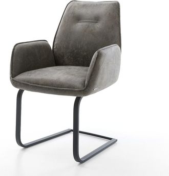DELIFE Freischwinger Zoa-Flex Mikrofaser Grau Antik Freischwinger flach Schwarz Taschenfederkern, Esszimmerst&uuml;hle