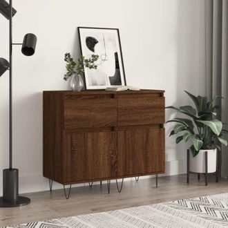 vidaXL Sideboards 2 Stk. Braun Eichen-Optik 40x35x70 cm Holzwerkstoff vidaXL