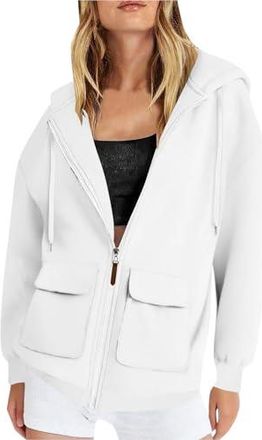 Generic Vestes pour femmes, veste polaire &agrave; capuche grande taille pour fermeture &eacute;clair, v&ecirc;tements dext&eacute;rieur d&eacute;contract&eacute;s, confortables, doux et chauds, v&ecirc;te