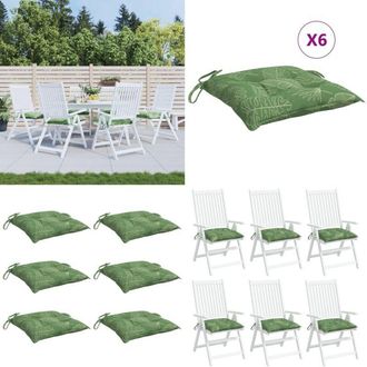 vidaXL Stuhlkissen 6 Stk. Blattmuster 50x50x7 cm Stoff - Gartenkissen - Sitzkissen - Polsterauflagen - Balkonm&ouml;bel - Gartendeko - Home & Living