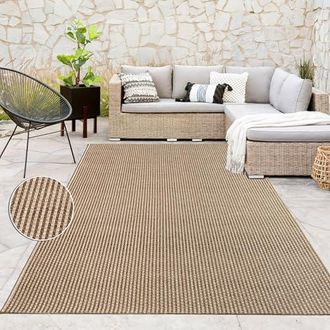 Paco Home Tapis Look Jute Indoor-Outdoor - Naturel & Noir, Robuste & &Eacute;l&eacute;gant, Id&eacute;al pour Terrasse & Salon, Dimension:120x170 cm, Couleur:Beige 4