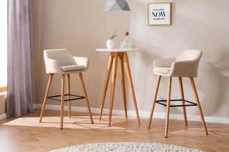 Mørteens home24 Barstuhl 55 x 101 x 54cm 2er Set Webstoff Stefka: Beige