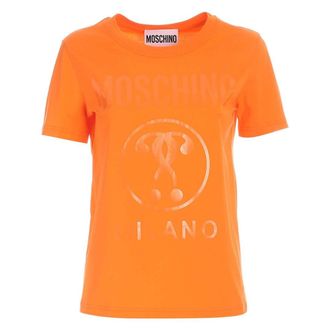Moschino Oranges T-shirt Mit Einfarbigem Logo Und Doppeltem Fragezeichen
