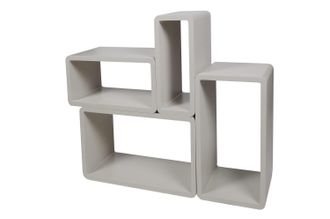 Cube Verstärkte Vielen Farben MDF Retro Design Cube 4er Set Regal Regale Wandregal Deko Würfel CD DVD Lounge Cuben LO01 (Grau)