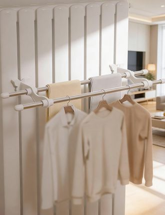 Generic Edelstahl-Heizk&ouml;rper-Handtuchhalterhaken, Doppelstange &uuml;ber dem Heizk&ouml;rper-W&auml;schest&auml;nder, einfache Installation, Kleiderb&uuml;gel for Kleidung, Handt&uuml;cher