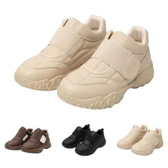 Generic Baskets &eacute;paisses pour femme avec fermeture tactile, chaussures d&eacute;contract&eacute;es compens&eacute;es confortables pour la marche, le sport, lext&eacute;rieur, antid&eacute;rapan