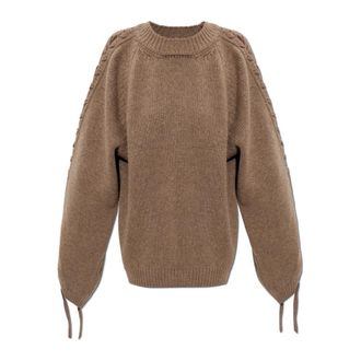 Rotate Wollpullover mit Bindeb&auml;ndern an den &Auml;rmeln - - Knitwear - Damen - Braun - M