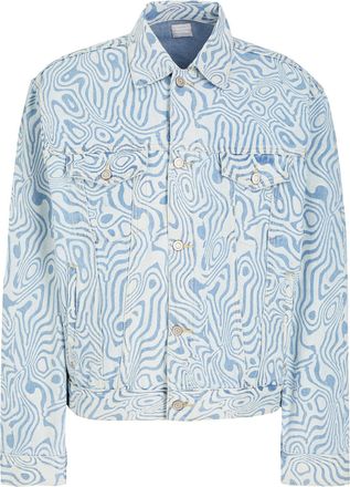 8 by YOOX ORGANIC COTTON PRINTED DENIM OVERSIZE JACKET