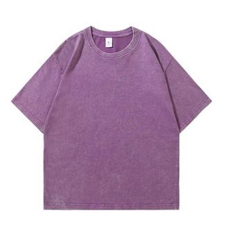 Generic Lot de 3 t-shirts surdimensionn&eacute;s d&eacute;contract&eacute;s d&eacute;lav&eacute;s vintage pour femme, violet, 4XL