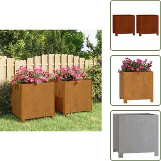 vidaXL The Living Store Jardini&egrave;res avec pieds 2 pcs Rouill&eacute; 42x40x43 cm Acier corten - Jardiniere - Pot De Fleurs - Acier Corten - Bac &Agrave; Fleurs - D&eacute;co