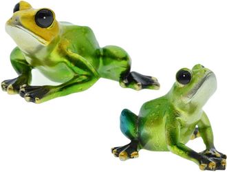 Yardwe 1paar Frosch-Figur Aus Kunstharz Im Einzigartige Garten Und Wohnraum-Dekoration Für Innen Und Außenbereiche Detailreiche Tierstatue Für Lebendige Akze