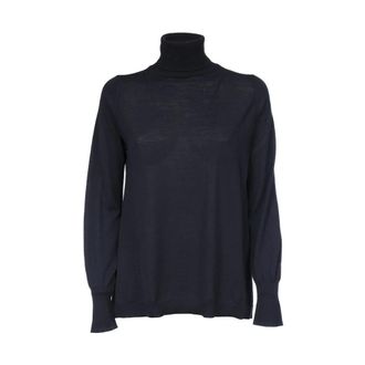Le Tricot Perugia Hochgeschlossener Wollpullover - - Knitwear - Damen - Blau - XS