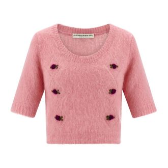 Alessandra Rich Carded Mohair Cardigan - - Knitwear - Damen - Rosa - 2XS