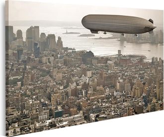 Islandburner Bild auf Leinwand Luftschiff &uuml;ber Stadtansicht im Dunsthimmel Bilder Wandbilder Poster