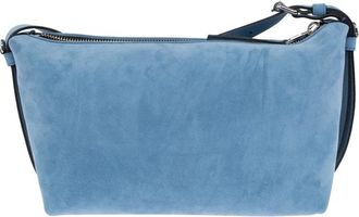 Moschino Suede Schultertasche mit Logo - - Bags - Damen - Blau - ONE SIZE