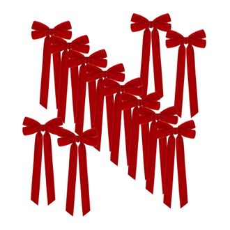 Generic Samt-Weihnachtsschleifen - 12-teiliges Pl&uuml;sch-Set, Weiche Stoffdekoration, Elegante Weihnachtskranz-Verzierung, Kaminsims-Treppen-, Festliche Haust&uuml;r-